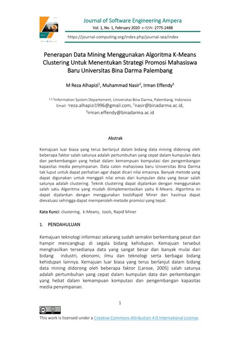 PDF Penerapan Data Mining Menggunakan Algoritma K Means Clustering Untuk Menentukan Strategi