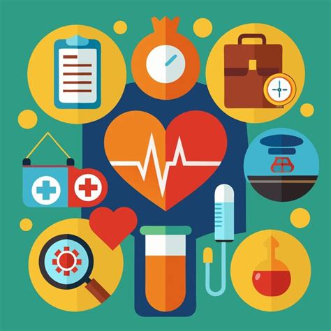 Colorful Flat Design Health Icons Premium Ai Generated Vector