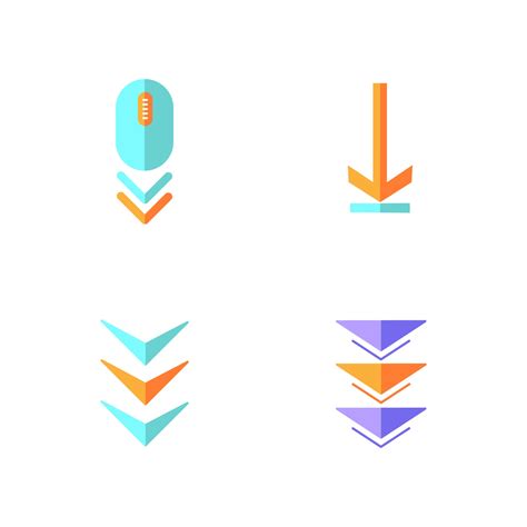 scrolling down and uploading indicators flat design color icons set