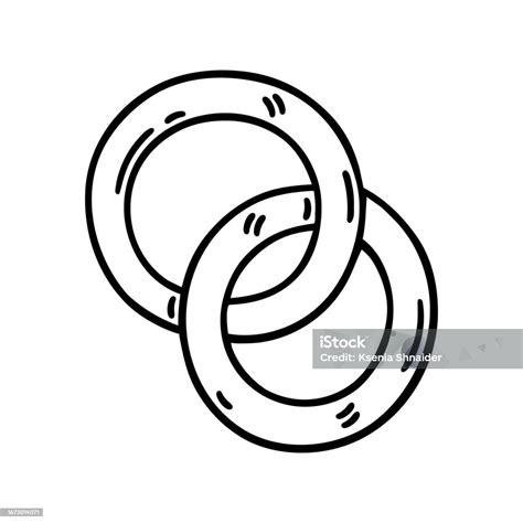 결혼 반지 벡터 아이콘의 쌍입니다 신부와 신랑 결혼 약혼의 상징 남편과 아내를 위한 몇 가지 보석 흰색으로 분리된 간단한 낙서 초대장용 클립아트 인쇄 0명에 대한 스톡 벡터