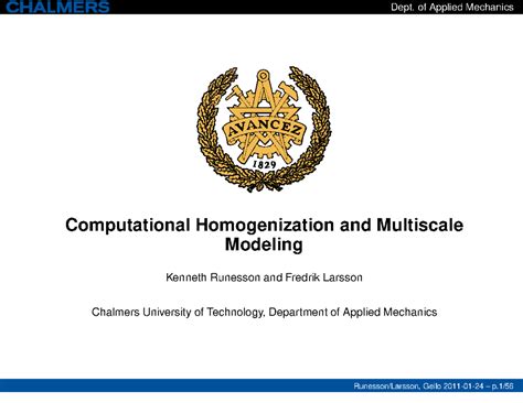 1 Computational Homogenization And Multiscale Modeling Computational