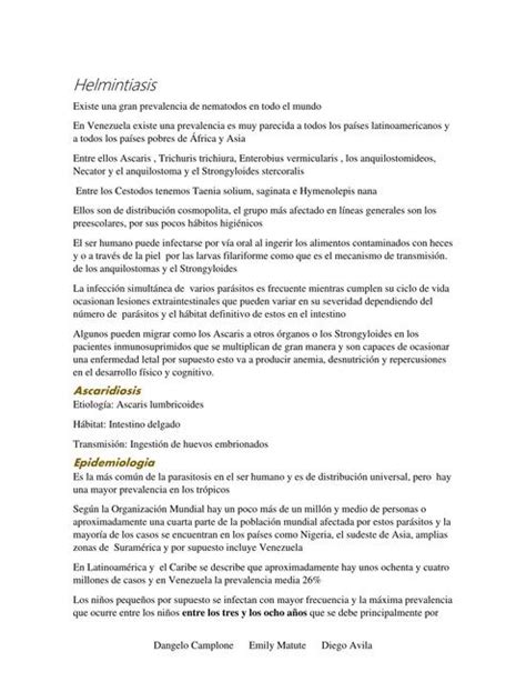 Helmintiasis Morelia Centeno Udocz