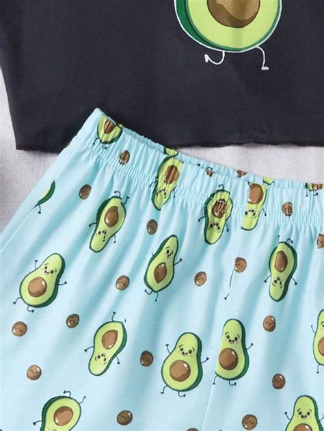 Tween Girl Cartoon Graphic Cami Top And Shorts Pj Set Shein Usa