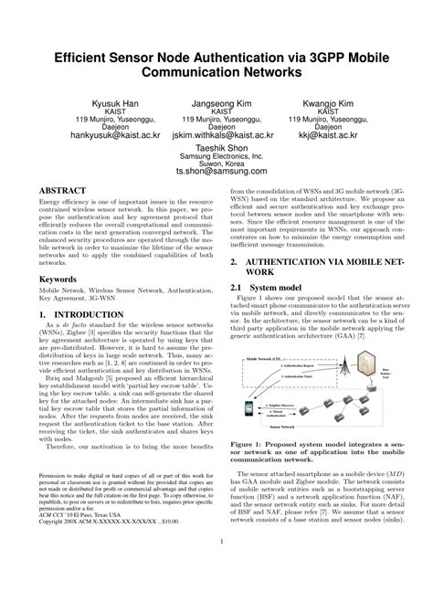 Pdf Efficient Sensor Node Authentication Via 3gpp Mobile