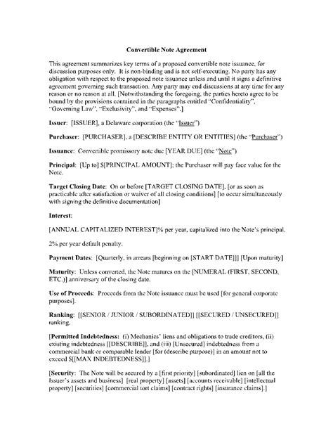 Convertible Note Agreement Template 1