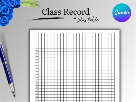Printable Class Record And Attendance Sheet Teacher Etsy