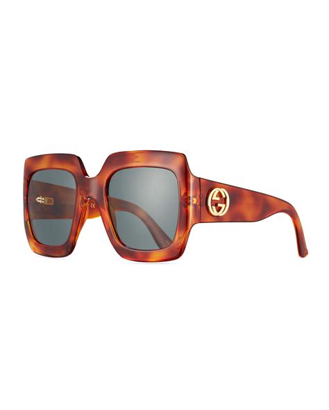 Gucci Oversized Square Sunglasses Gold Neiman Marcus