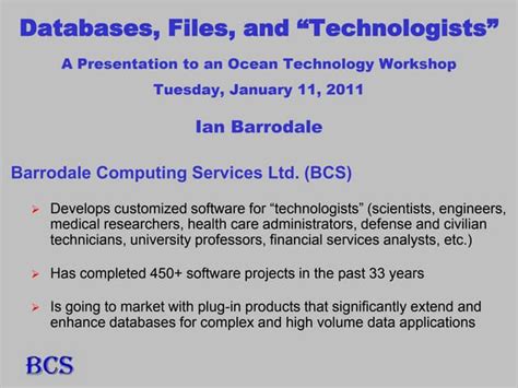 presentation on bcs database products january 2011 ppt