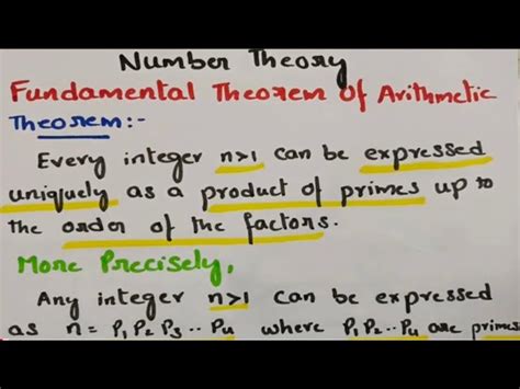 Number Theory Fundamental Theorem Of Arithmetic Youtube The