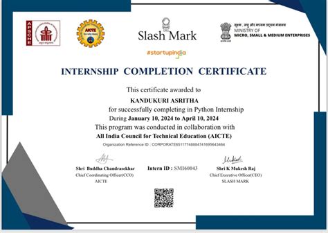 Asritha Kandukuri On Linkedin Slashmark Pythondeveloper Internship