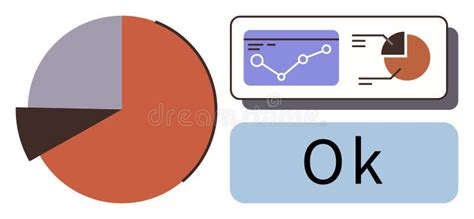 Data Analytics Visualization With Pie Chart And Line Graph On Dashboard Interface Stock Vector