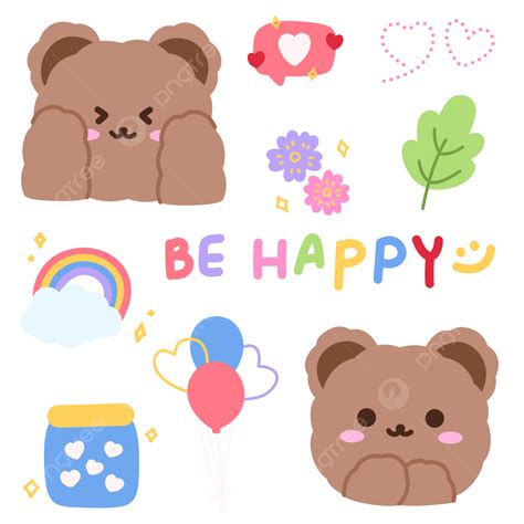 Cute Happy Brown Bear Korean Diary Sticker For Decoration Journaling