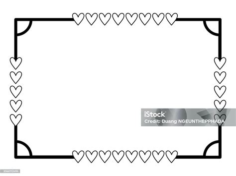 손으로 그린 검은 선 아트 간단한 수평 하트 모양 테두리 프레임 낙서 스케치 스타일 장식 요소 벡터 배너 포스터 결혼식 가장자리에 대한 스톡 벡터 아트 및 기타 이미지