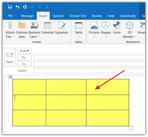 Can You Put A Table In Outlook Email Printable Forms Free Online