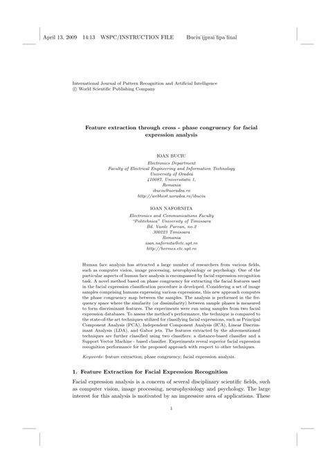 pdf feature extraction through cross phase congruency for facial