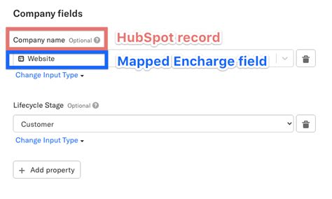 action update hubspot record encharge knowledge base