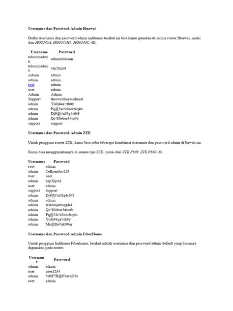 Username Dan Password Admin Huawei Pdf