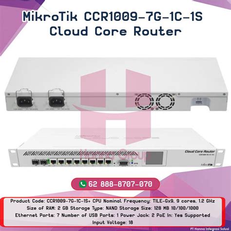 Mikrotik Ccr1009 7g 1c 1s Cloud Core Router