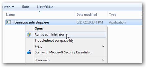 Quickly Hide Menu Strips In Windows Media Center