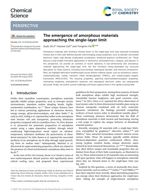 Pdf The Emergence Of Amorphous Materials Approaching The Single Layer