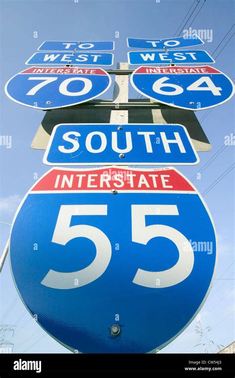 Interstate Highway Signs Show The Intersection Of Interstate 70 64 And