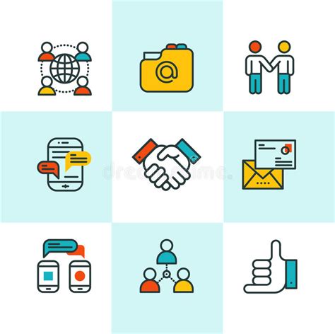 Thin Lines Connection Icons Outline Set Of Big Data Center Group Cloud Computing System Internet