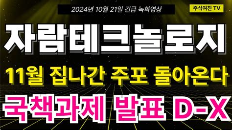 자람테크놀로지 주가전망 11월 자람테크놀로지 주가 결국엔 국책과제 발표 일정과 함께 올라올 수 밖에 없습니다 무조건