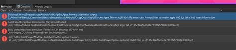Error Thrown On Android Il2cpp Build Unity Engine Unity Discussions