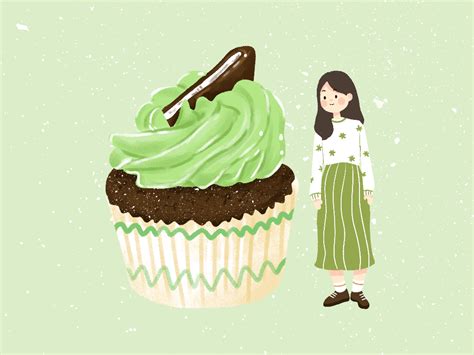 甜点女孩 巧克力抹茶纸杯蛋糕女孩 哈哈小刘 站酷ZCOOL