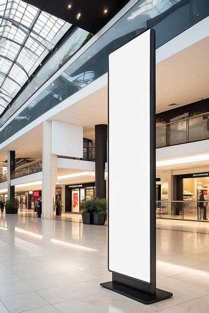 Premium Photo Shopping Mall Directory Signage Mockup With Blank White