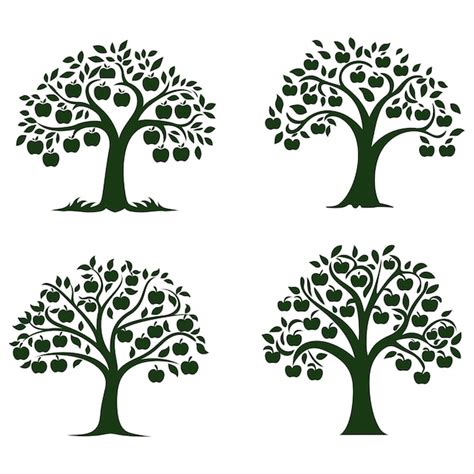 Premium Vector Apple Tree Grove Silhouette Graphics