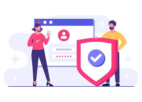 People Handling Data Safely Flat Illustration Password Secure Access Data Protection Cyber