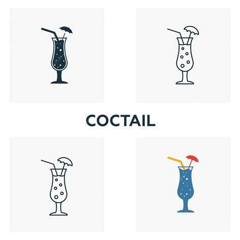 Premium Vector Cocktail Icon Set Four Elements In Diferent Styles