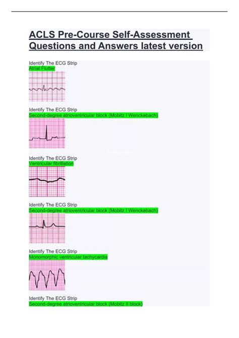 Acls Pre Course Self Assessment Questions And Answers Latest Version Acls Stuvia Us