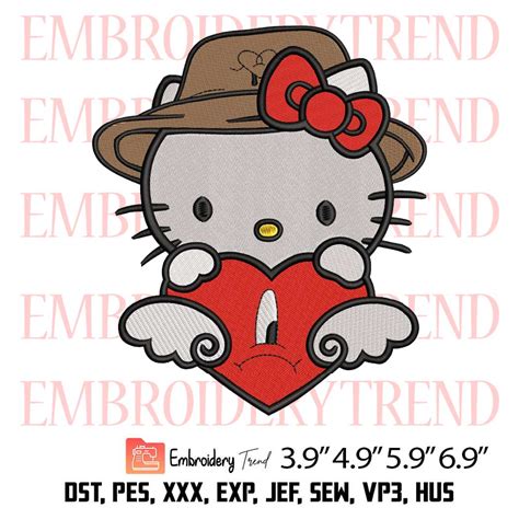 Bad Bunny Hello Kitty Embroidery Design Sad Heart Embroidery
