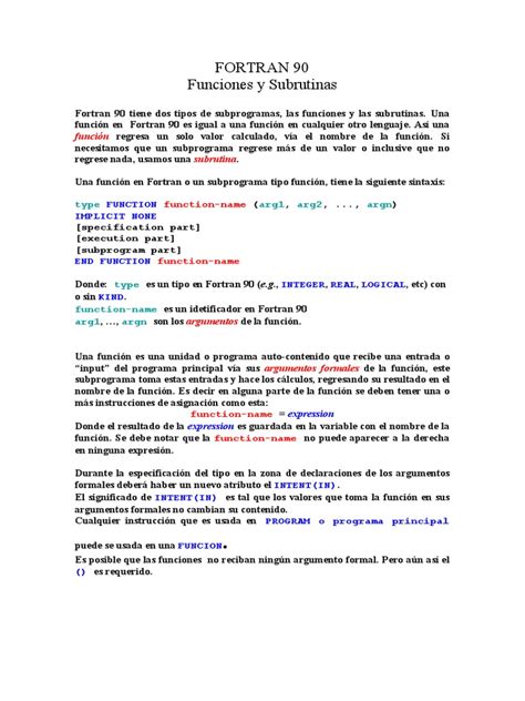 Fortran90 3 Pdf Lenguaje De Programación Función Matemáticas