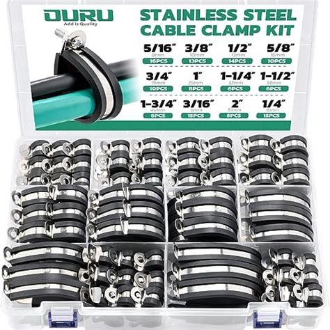 Ouru 30pcs 316 Inch Cable Clamp304 Stainless Steel Rubber Coated