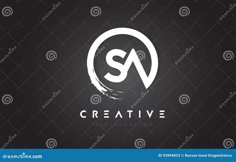 Sa Circular Letter Logo With Circle Brush Design And Black Background Stock Vector