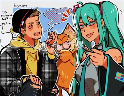 Hatsune Miku Garfield And Jesse Pinkman Vocaloid And 2 More Drawn