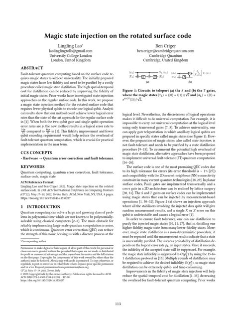 magic state injection on the rotated surface code pdf quantum computing computer architecture