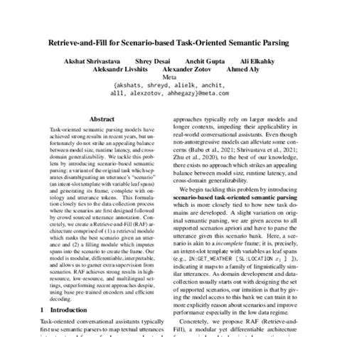 Retrieve And Fill For Scenario Based Task Oriented Semantic Parsing Acl Anthology