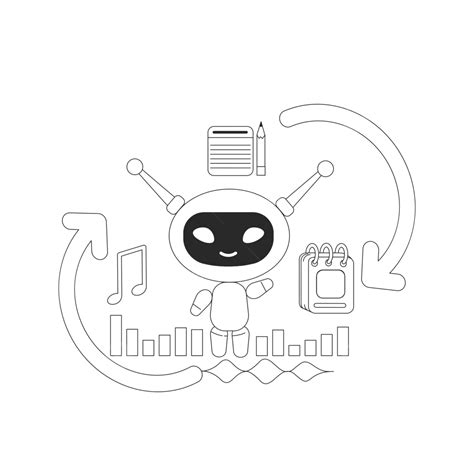 Thin Line Personal Smart Assistant Bot For Task Management Vector Icon General Isolated Png