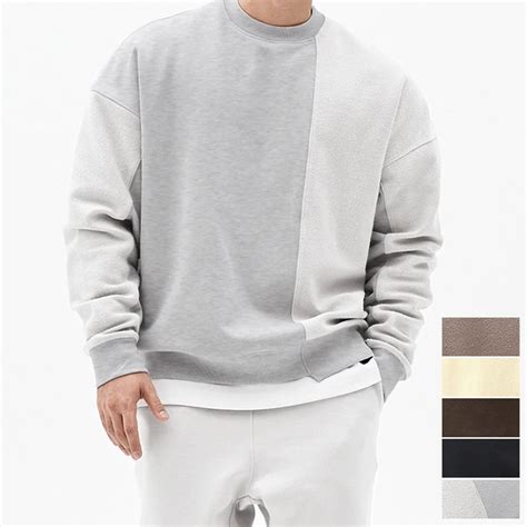 남성 가을 패치 워크 크루넥 스웨터 미국 스타일 느슨한 불규칙한 밑단 스웨터 캐주얼 운동 풀오버 탑스 2022 년 가을 Aliexpress