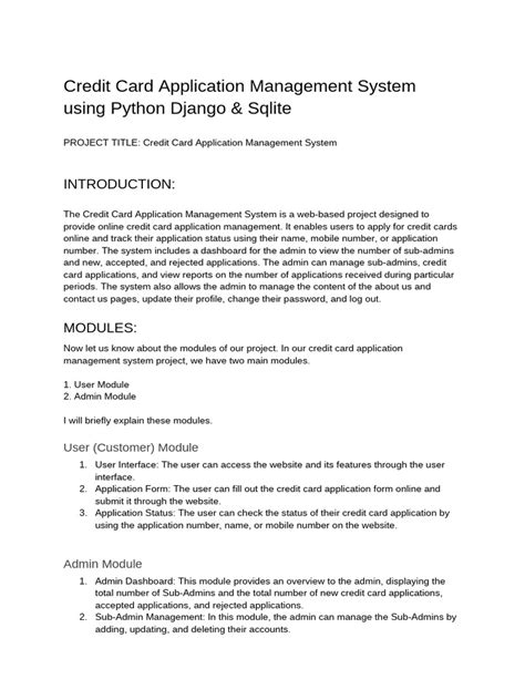 Credit Card Application Management Django Pdf Computing Software