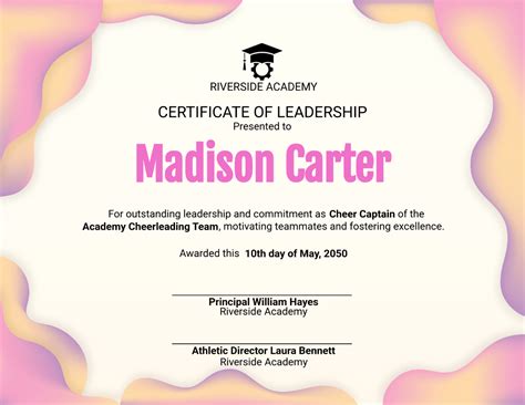 Free Cheerleading Certificate For Captain Template To Edit Online