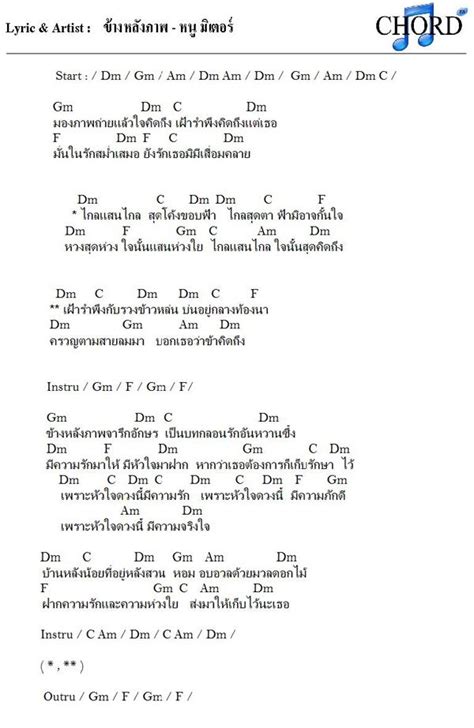 คอร์ด เนื้อเพลง ข้างหลังภาพ หนู มิเตอร์ Chordza คอร์ดเพลง คอร์ดกีต้าร์ เนื้อเพลง เพื่อทุกท่าน