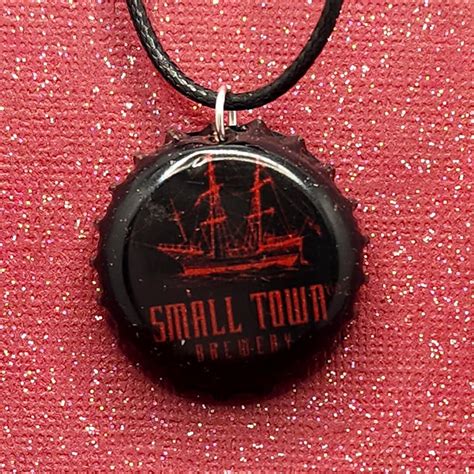 Small Town Brewery Beer Bottle Cap Necklace Or Keychain Etsy