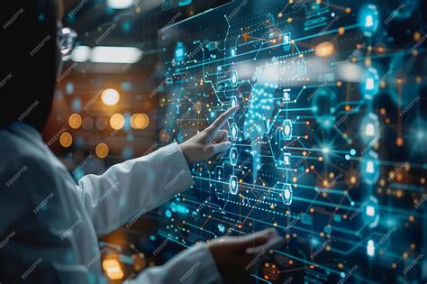Premium Photo Scientist Is Using A High Tech Dashboard To Analyze Science And Research Data