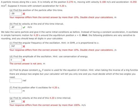 solved particle moves along the x axis it is initially at