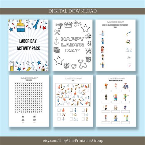 Labor Day Activity Pack Printable Labor Day Printable Activities